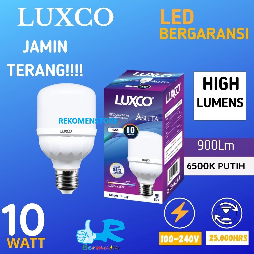 Jual LAMPU LED LUXCO 10W 10 WATT BERGARANSI BOHLAM BULB SUPER TERANG LUXCO PUTIH ASHTA 10W 10 ...