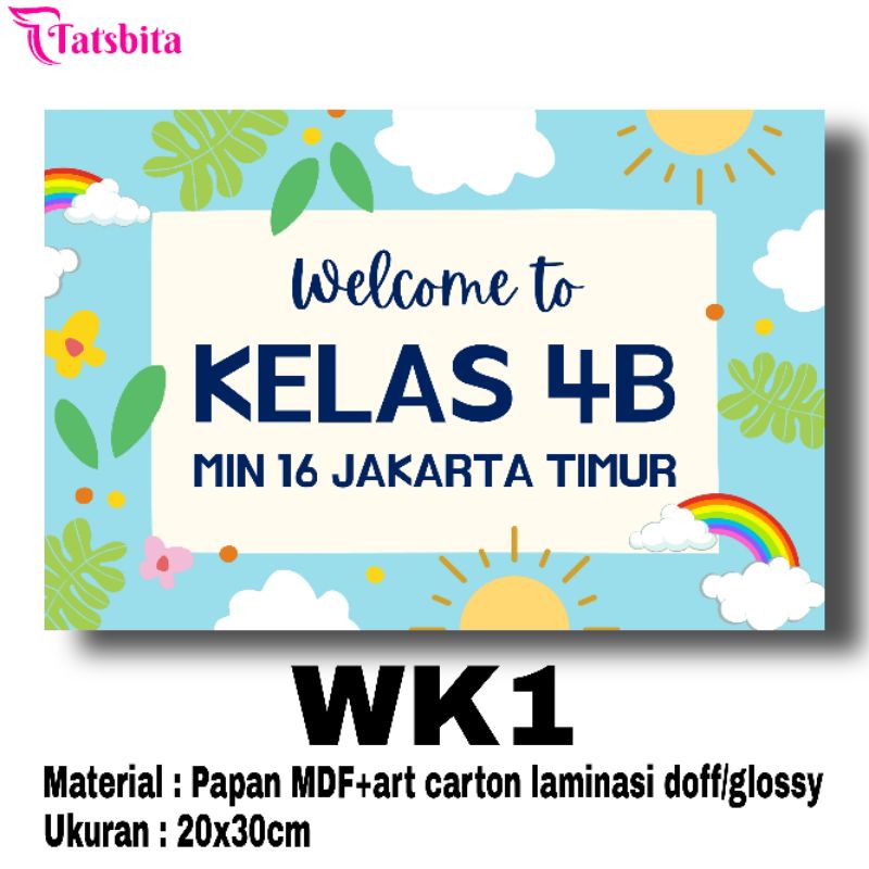 Jual TATSBITA Pajangan Hiasan Dinding Dekorasi Wall Decor Welcome To Class/Nama Kelas (Custom ...