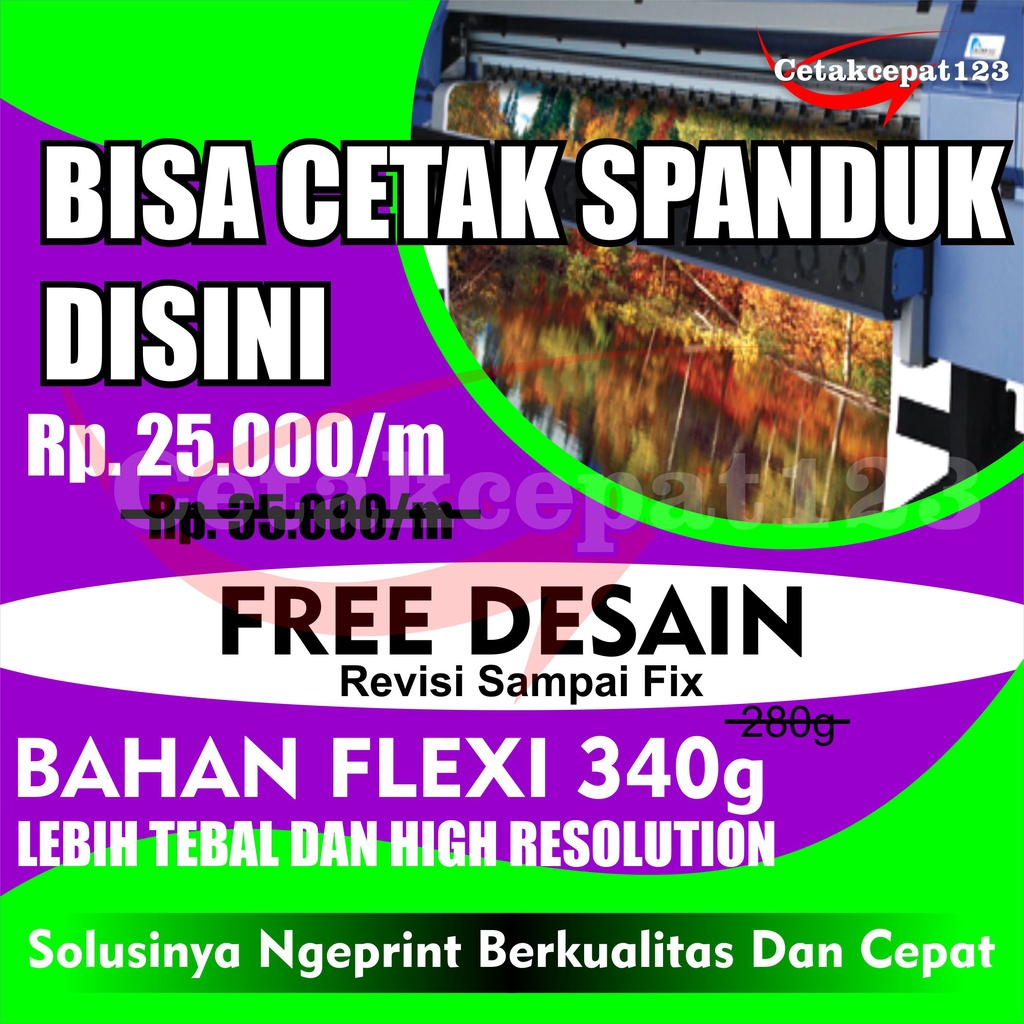Jual CETAK BANNER / SPANDUK BAHAN FLEXI 340 GSM LEBIH TEBAL DAN TAJAM | Shopee Indonesia