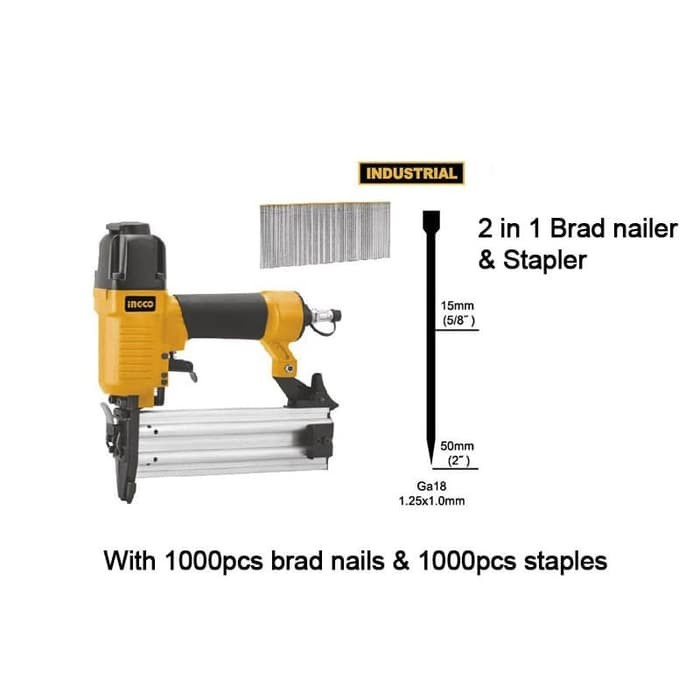 Jual Ingco Staples Paku Tembak Angin 2 in 1 Combo Air Brad Nailer ...