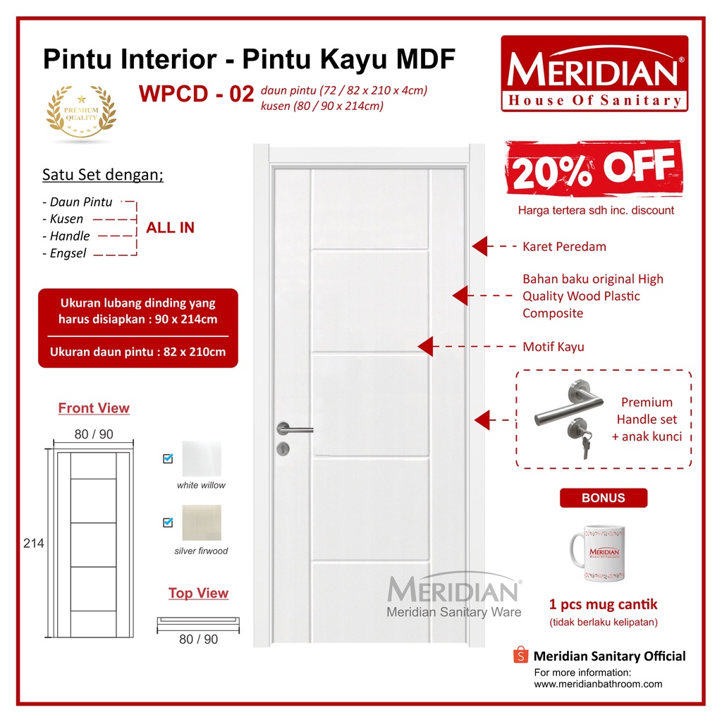 Jual Pintu Kayu WPC MERIDIAN - WPCD 02 (80/90 cm) | Shopee Indonesia