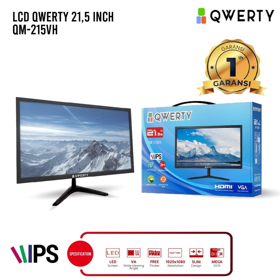 Jual LED Monitor QWERTY QM 215VH / QMS 220VH+Speaker 22 inch HDMI FHD ...