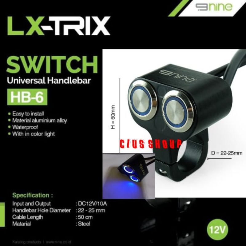 Jual SWITCH SAKLAR NINE HB6 ON OFF STANG LED NYALA BIRU 2 TOMBOL ON OFF MOTOR | Shopee Indonesia