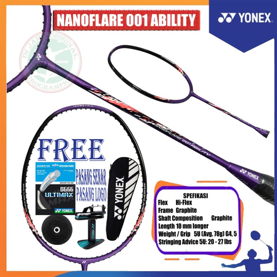 Jual New Color Yonex Nanoflare 001 Clear / Feel / Ability Raket Original | Shopee Indonesia