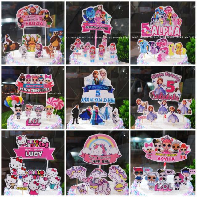 Jual [ CUSTOM NAMA & UMUR ] PART 2 Paket Hiasan Kue Karakter / Dekorasi ...