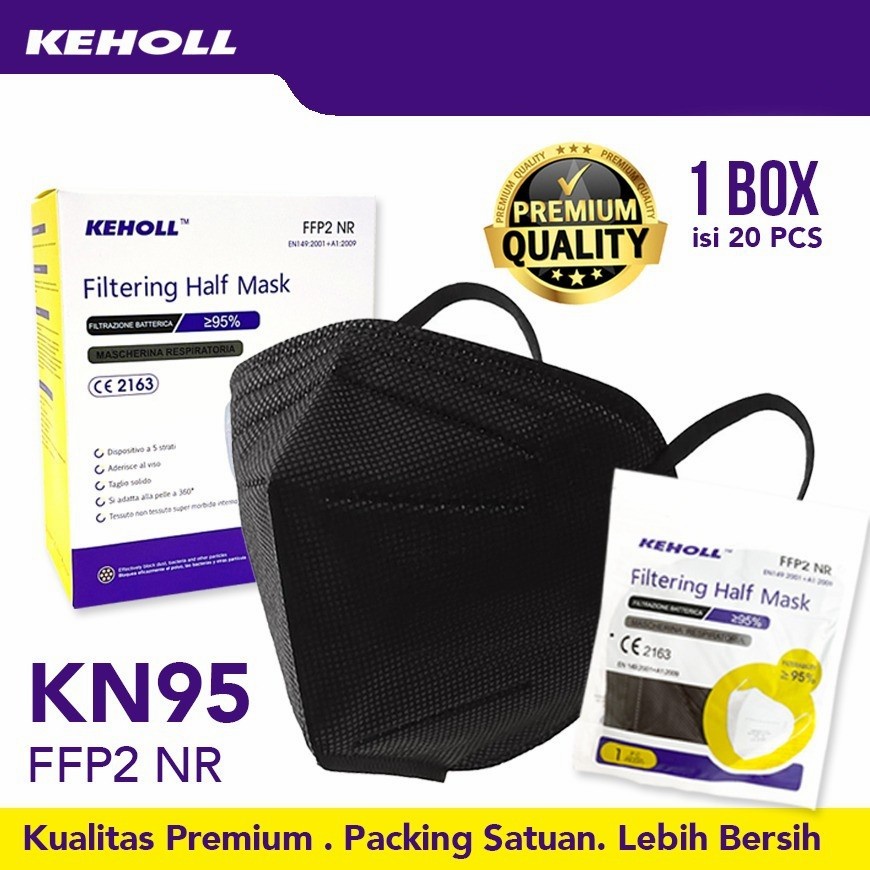 Jual KEHOLL Masker KN95 Hitam Black Edition Premium 5ply 5 ply 20 pcs ...