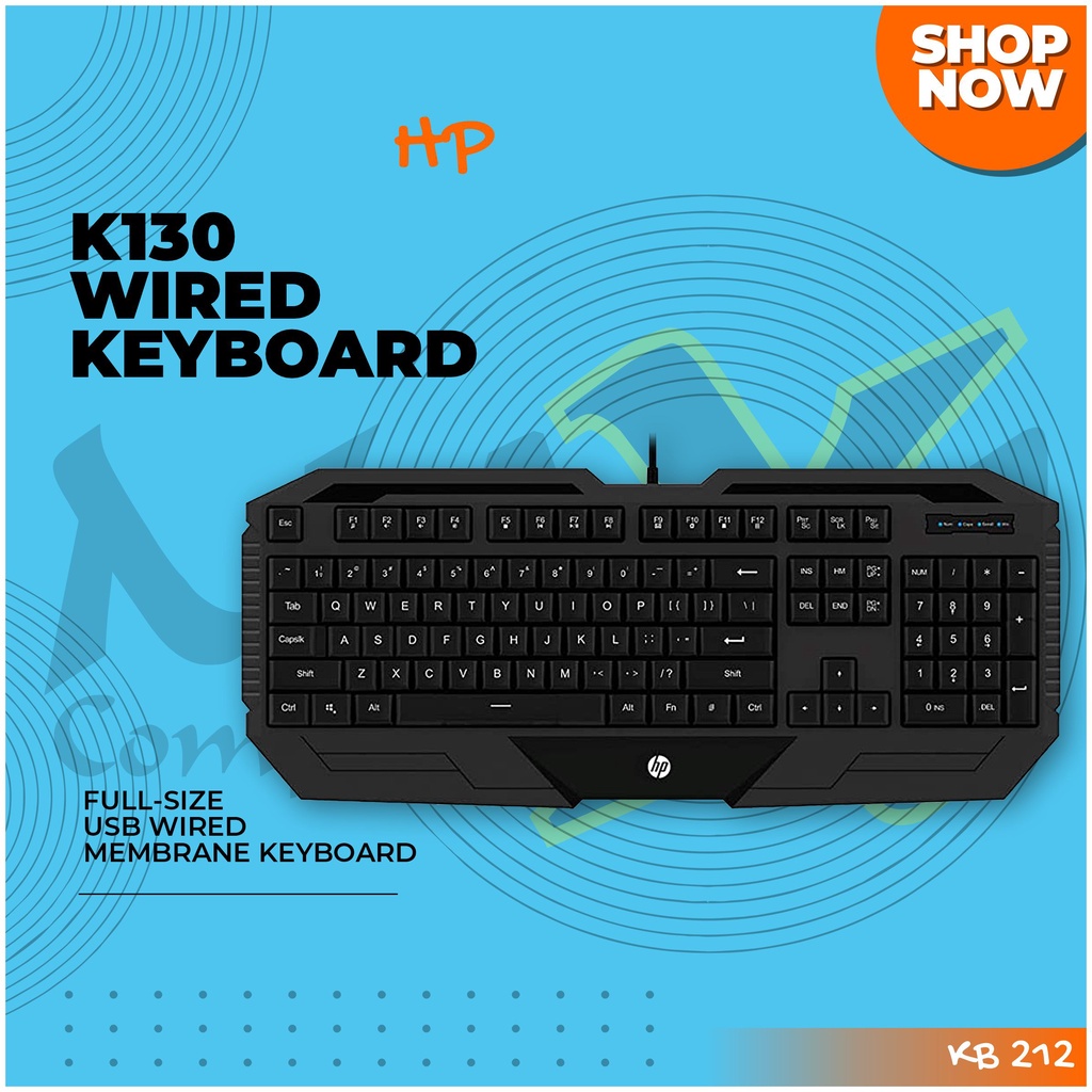 Jual HP K130 Quiet Keys Full-size Membrane Wired Gaming Keyboard ...