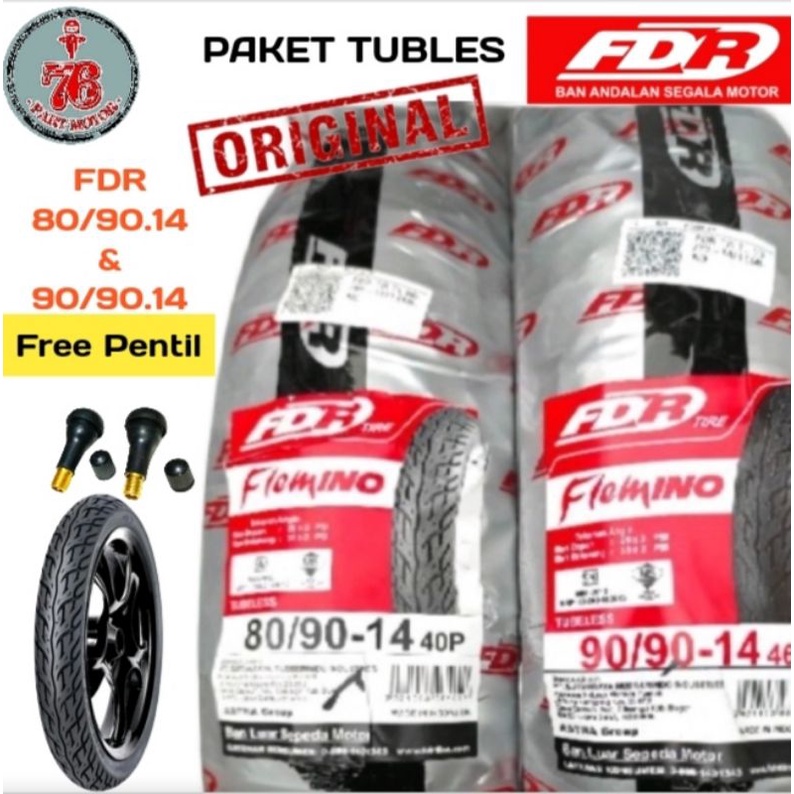Jual PAKET BAN TUBELESS FDR FLEMINO 80/90.14 & 90/90.14 FREE PENTIL ...