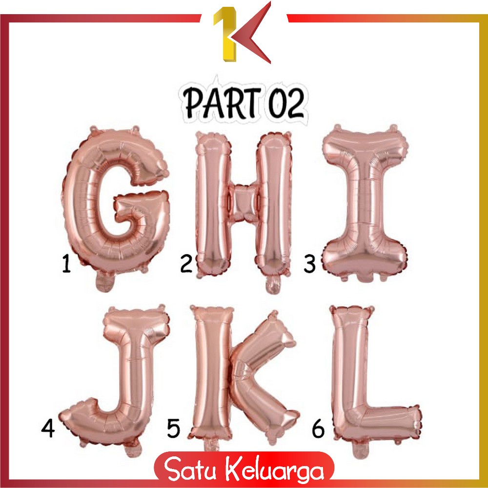 Jual SK-C390 Balon Foil Huruf Rosegold A-Z Balon Foil Angka 0-9 ...