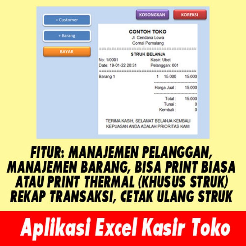 Jual APLIKASI KASIR TOKO (EXCEL) - Custom Logo dan Nama Usaha - Simpan ...