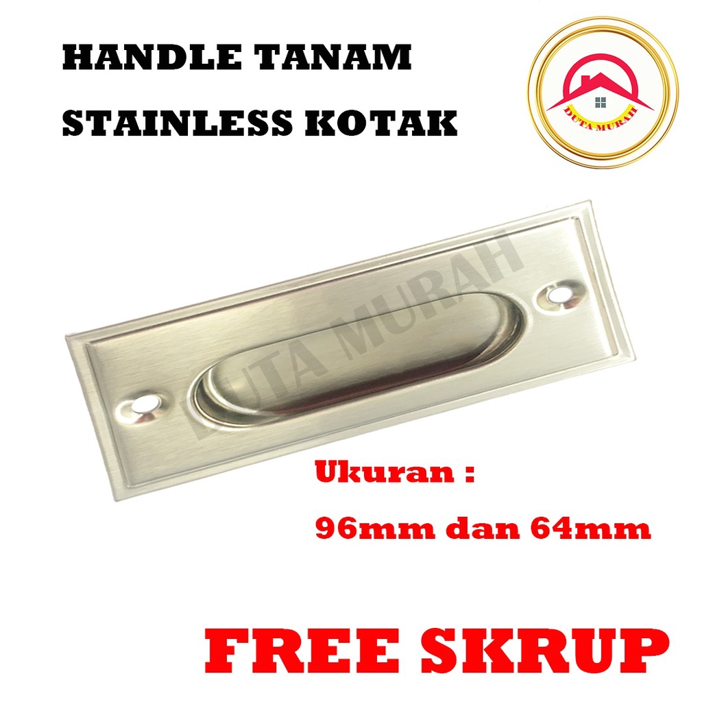 Jual Handle Pintu Tanam sleding sliding Dorong Geser Kotak 64mm & 96mm ...