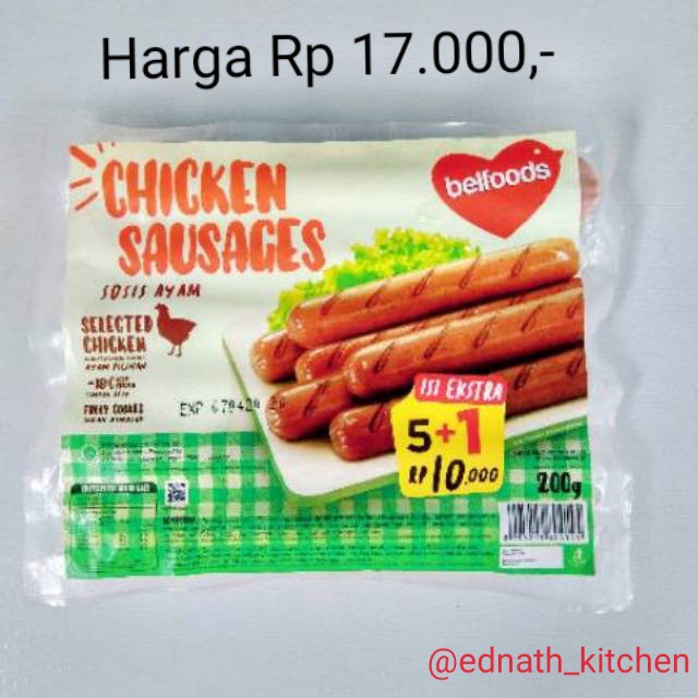 Jual BELFOODS Chicken Sausages 5+1 (200gr) | Shopee Indonesia