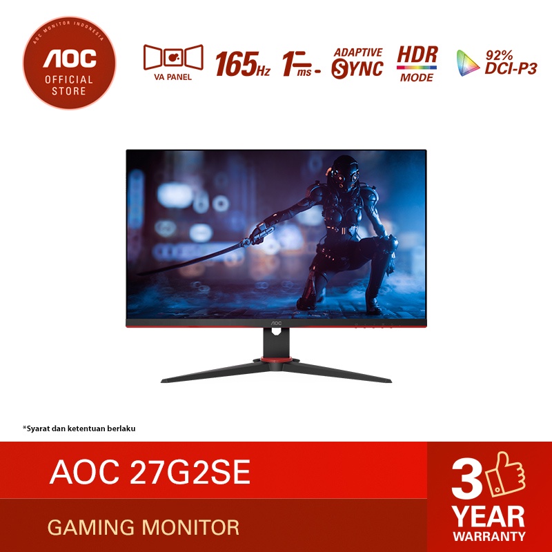 Jual AOC 27G2SE AdaptiveSync Gaming Monitor (27"/1ms/VA/165hz/FHD ...
