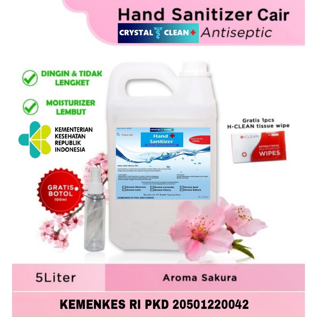 Jual HAND SANITIZER CAIR 5 LITER ANTISEPTIC 70% Crystal Clean BANYAK ...