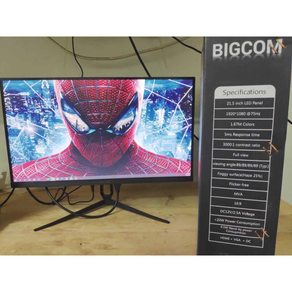 Jual BIGCOM Monitor LED PC Gaming 22 Inch FULL HD 75Hz | Shopee Indonesia