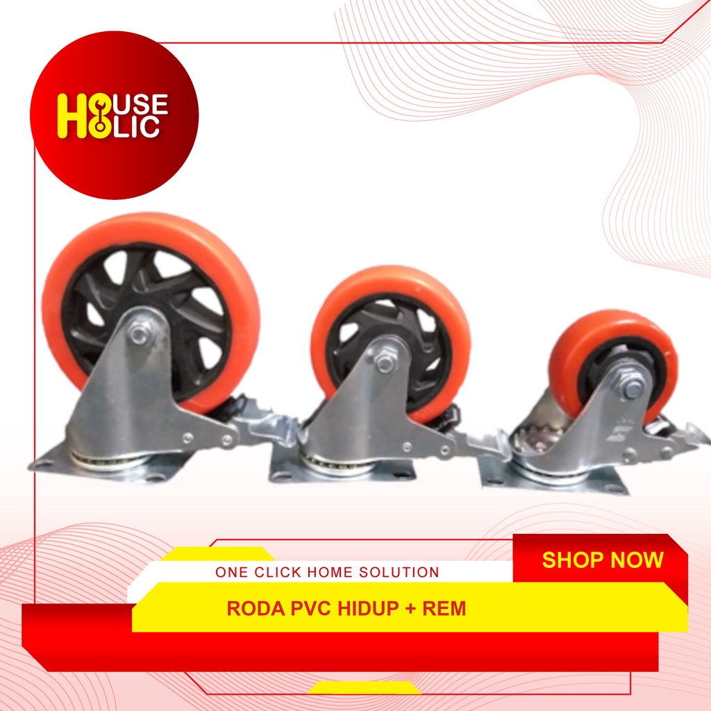Jual Roda PVC Hidup + Rem Roda Caster Etalase Troley Troli Roda Kastor ...