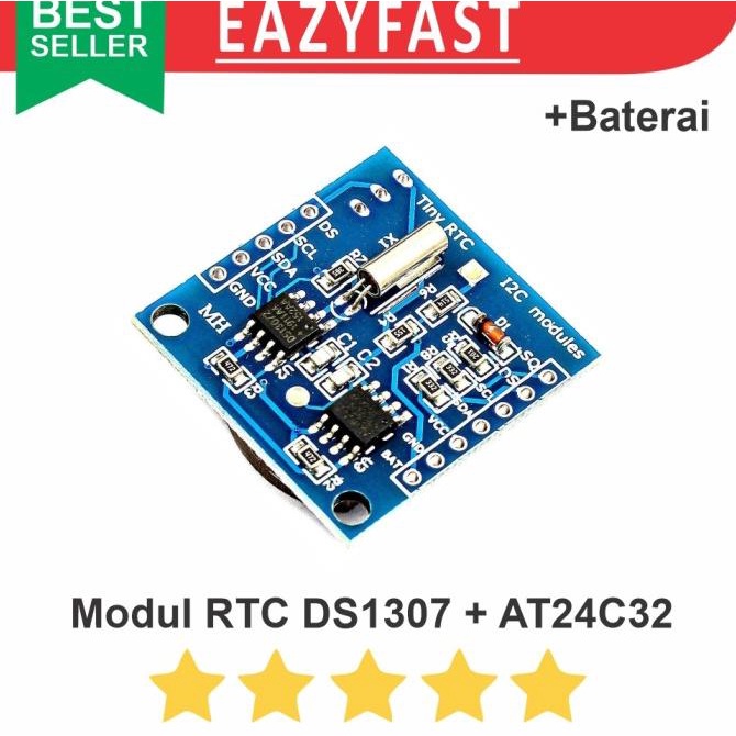 Jual RTC DS1307 Real TIme Clock Arduino 24C32 32K I2C EEPROM bonus ...