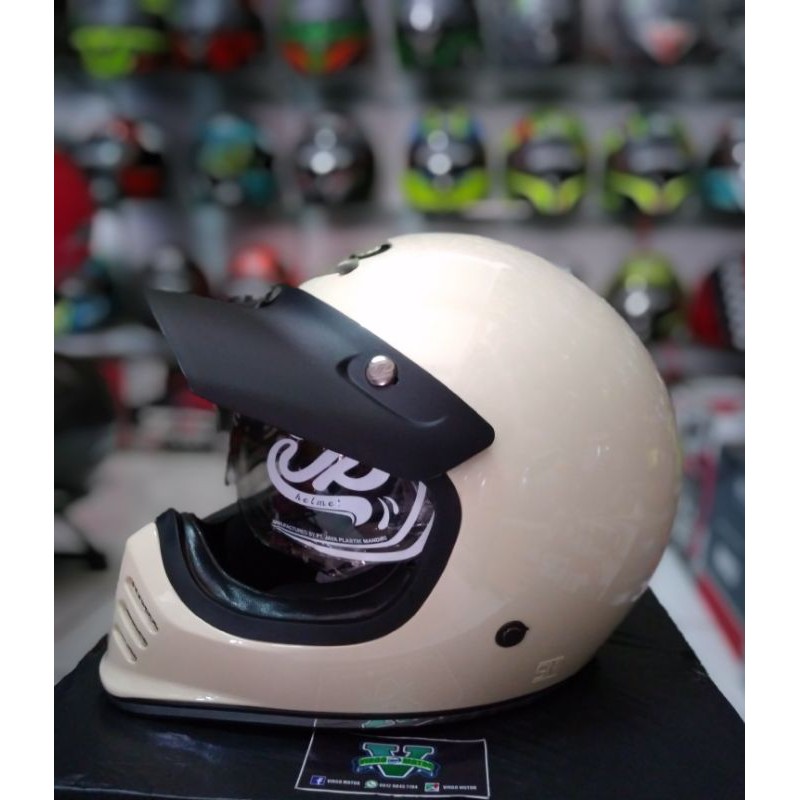 Jual HELM JP RETRO SIGNATURE POLOS CREAM | Shopee Indonesia