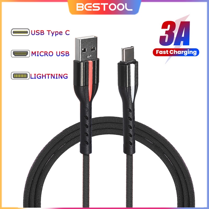 Jual BESTOOL Kabel Data 3A Type-C/Micro USB/Lightning untuk Handphone ...