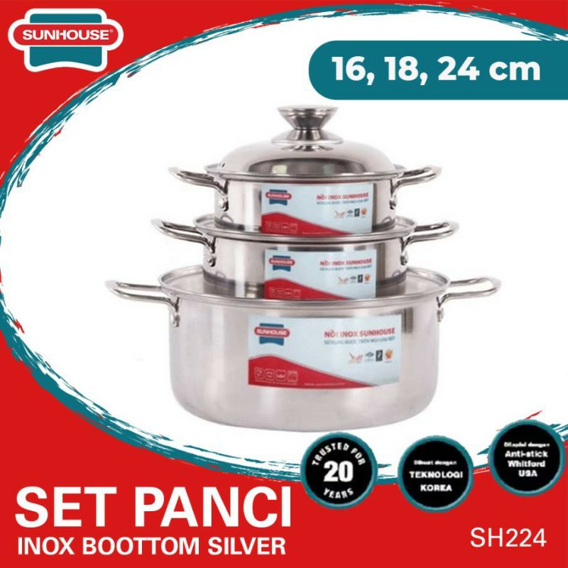 Jual SUNHOUSE Panci Set Stainless Steel Premium Cookware Set Panci Inox ...