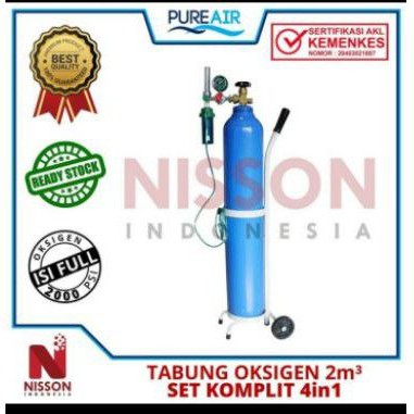 Jual Tabung Oksigen 2M3 1Set Tabung+Regulator+Troli+ Selang Nasal | Shopee Indonesia