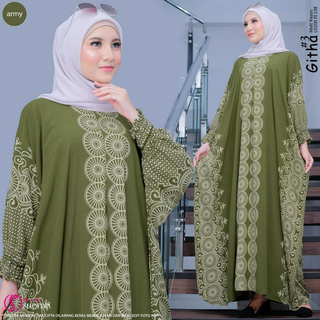 Jual Terbaru Gamis Kaftan Jumbo Motif Githa Adem Cocok untuk dirumah ...