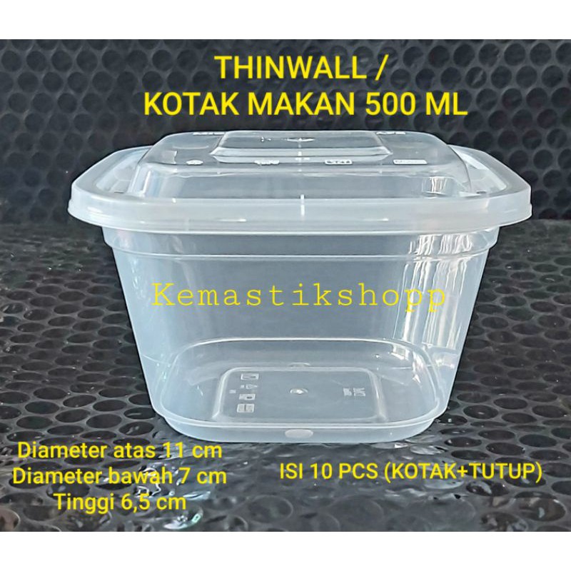 Jual Thinwall Kotak Makan Plastik 500ml kotak (isi 10 pcs) | Shopee ...