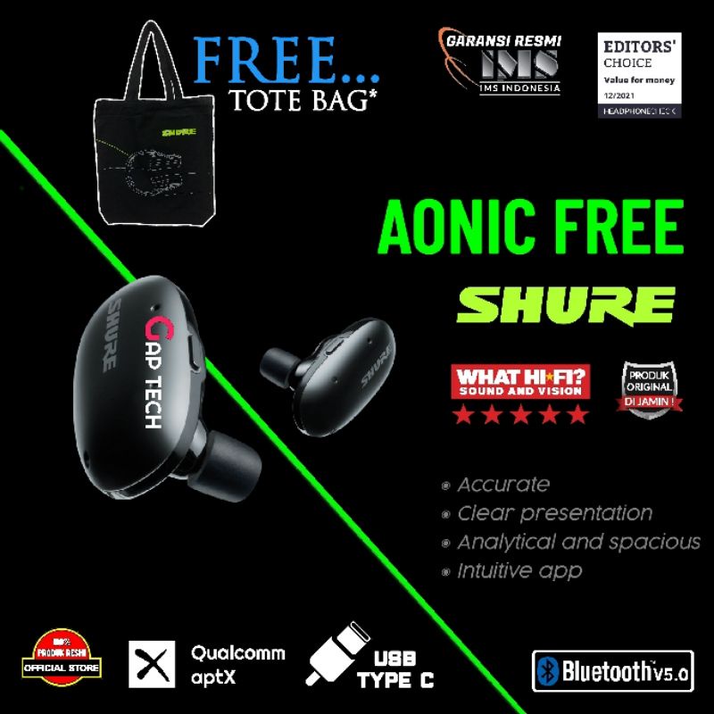 Jual Shure AONIC FREE True Wireless Sound Isolating Earphones TWS ...
