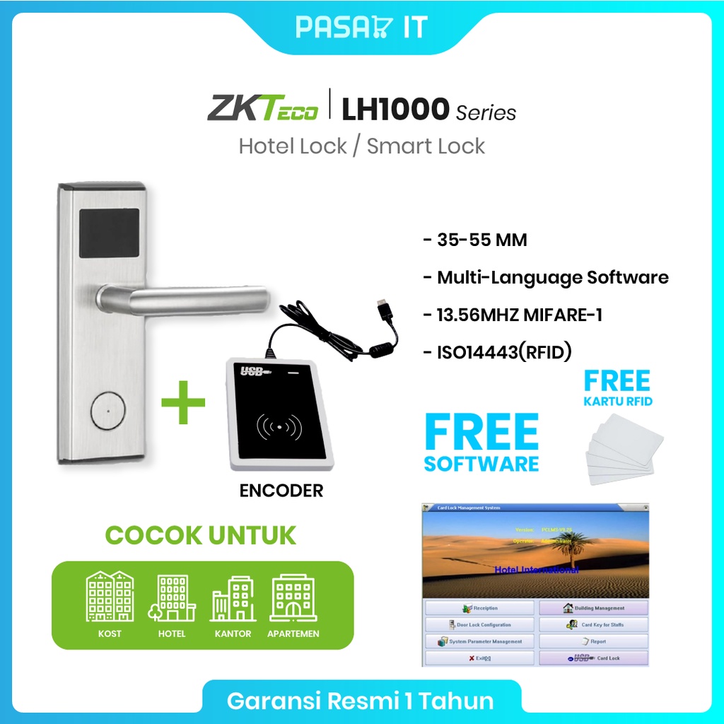 Jual Hotel Lock Smart Lock Door LH1000 + Encoder + Software Dijamin ...