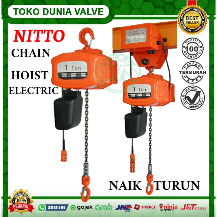 Jual NITTO CHAIN HOIST HHXG310 1TON-CHAIN 6M 1PHASE ELECTRIC NAIK-TURUN ...