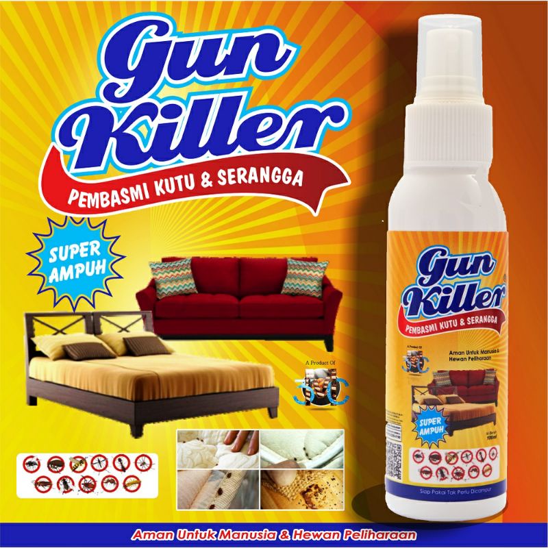 Jual OBAT ANTI KUTU & SERANGGA GUN KILLER SPRAY 100ML RACUN PEMBASMI ...