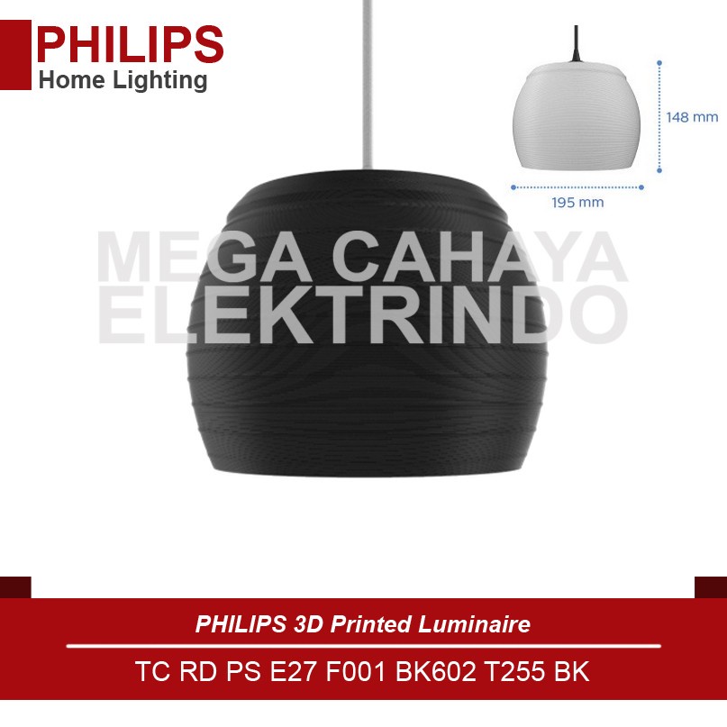 Jual PHILIPS 3D Printed Luminaire / TC RD PS E27 F001 BK602 T255 BK ...