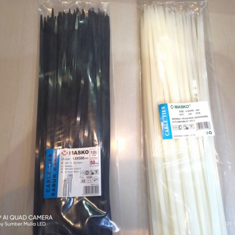 Jual MASKO KABEL TIES 4,8 x 500 mm 100 pcs NYLON Cable Tie SABUK KABEL 50 cm 4,8x500 / 500x4.8 ...