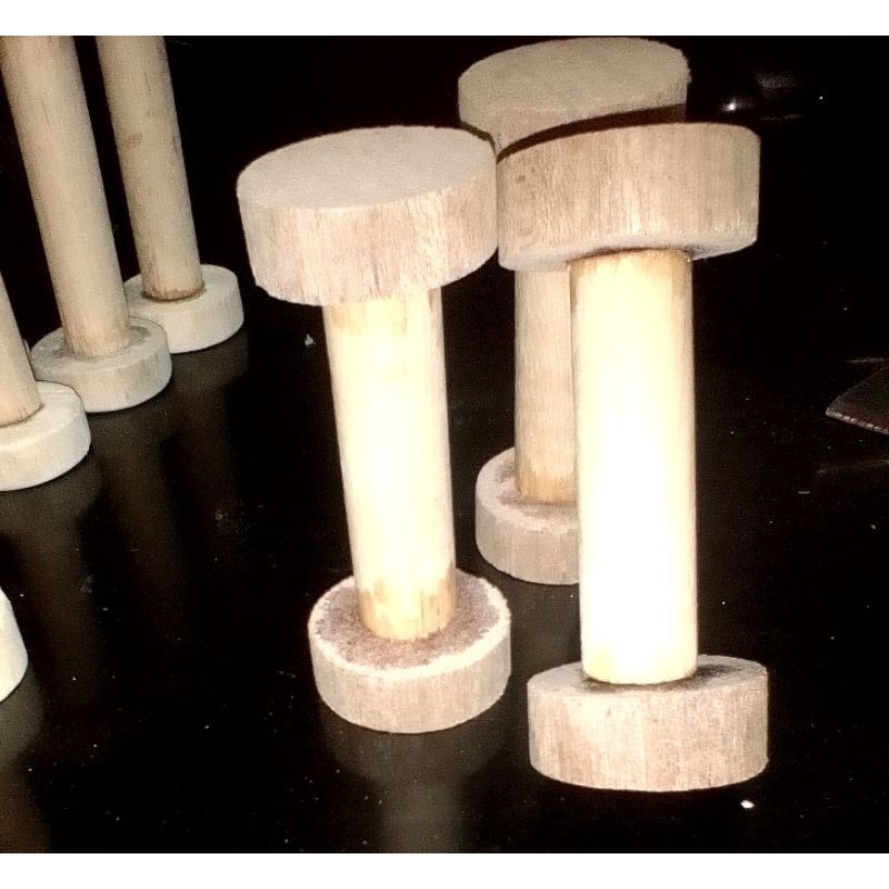 Jual wooden spool ..handmade/kelos kayu buatan tangan brown wheel 7 cm ...