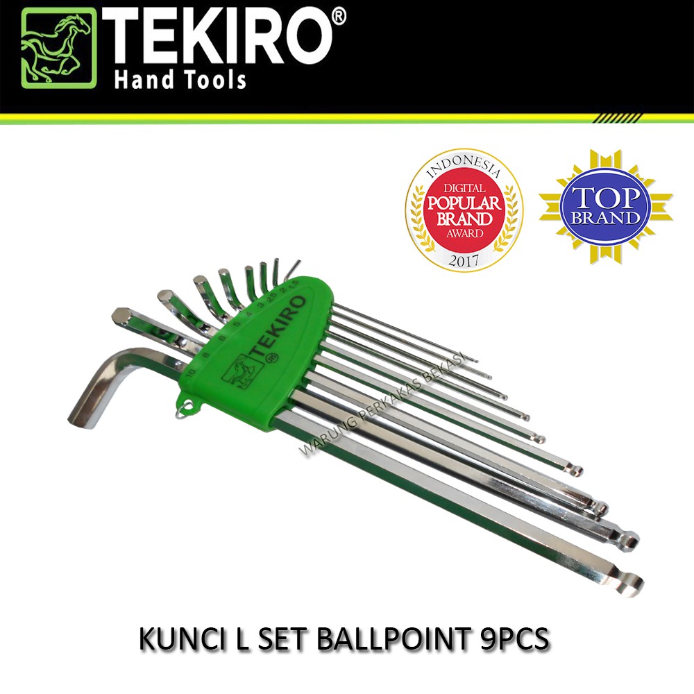 Jual Tekiro Kunci L Set Ball Point Ballpoint Panjang 9Pcs 9 Pcs 1.5 ...
