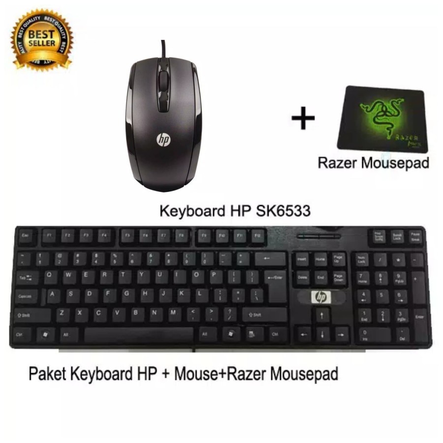 Jual paket keyboard HP + Mouse HP X500 +, Mousepad Razer | Shopee Indonesia