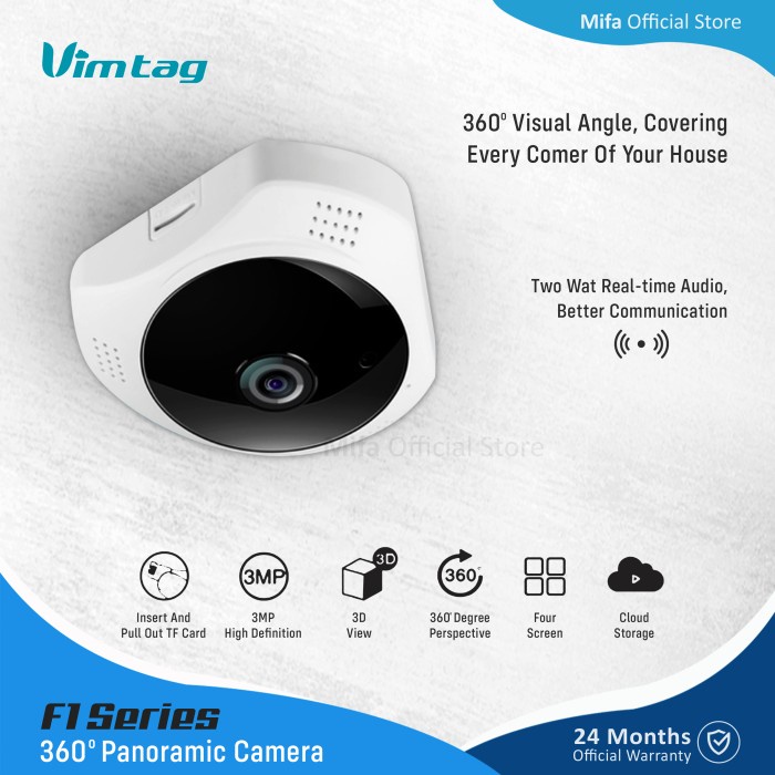 Jual Vimtag F1 Series CCTV Wifi IP Cam 3 MegaPixel Panoramic View IP ...