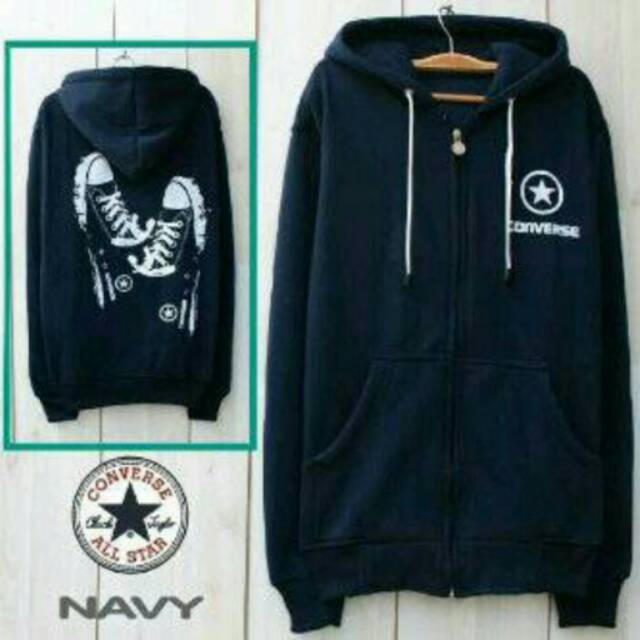 Jual Jaket converse shoes Navy | Shopee Indonesia