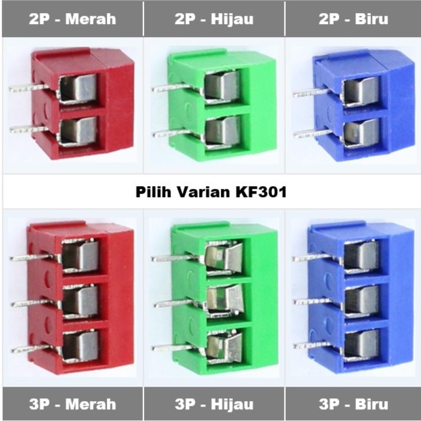 Jual Terminal Blok PCB Block KF-301 2P 3P Pitch 5mm 2Pin 3Pin 2/3 Pin ...