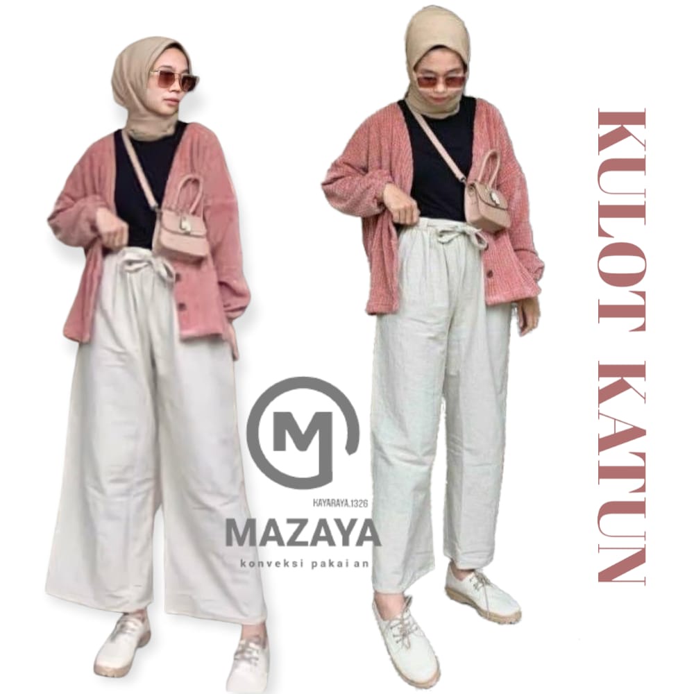 Jual (POLOS ) celana kulot katun street/celana panjang/kulot katun ...