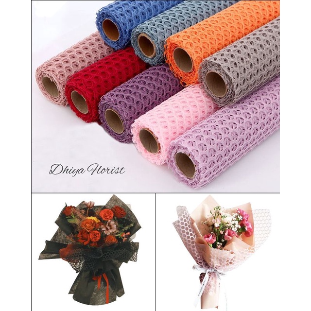 Jual Poly Net Round Korean Wrap Free Packing Flower Wrapping Paper ...