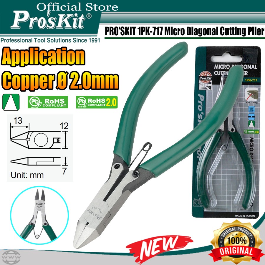 Jual Pro'sKit - Tang Potong Micro Diagonal Pro'sKit 1PK-717 Wire Spring ...