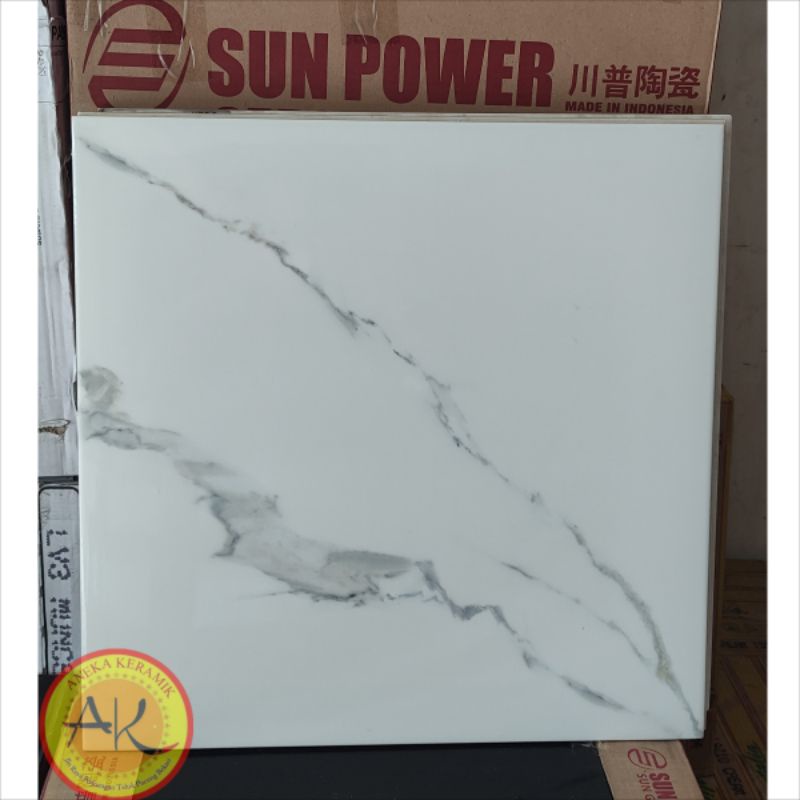 Jual Keramik Lantai Ruangan Motif Marmer Carara Glossy 50x50 Magra White | Shopee Indonesia