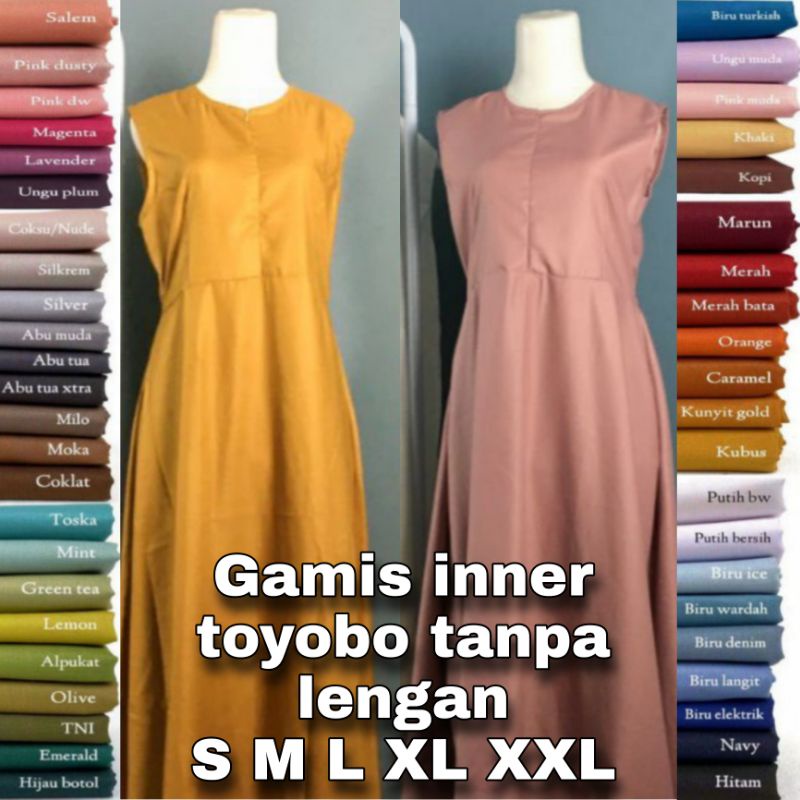 Jual (part-2) Gamis inner katun toyobo tanpa lengan S M L XL XXL ...
