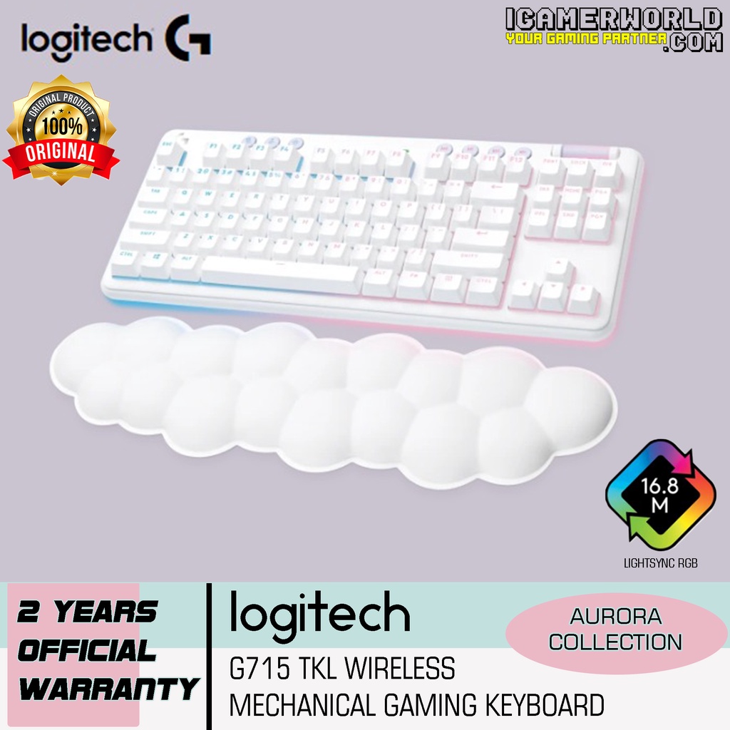 Jual Logitech G715 Aurora TKL + Palm Rest Wireless Mechanical Gaming ...