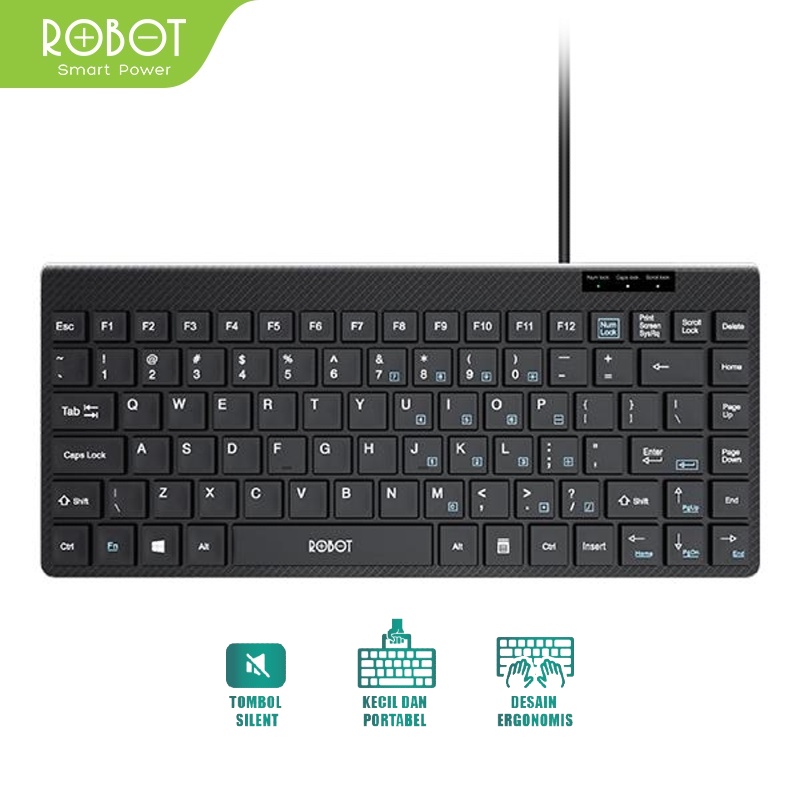 Jual ROBOT RK10 Portable Mini Wired Keyboard Ultra-Thin USB Tombol ...