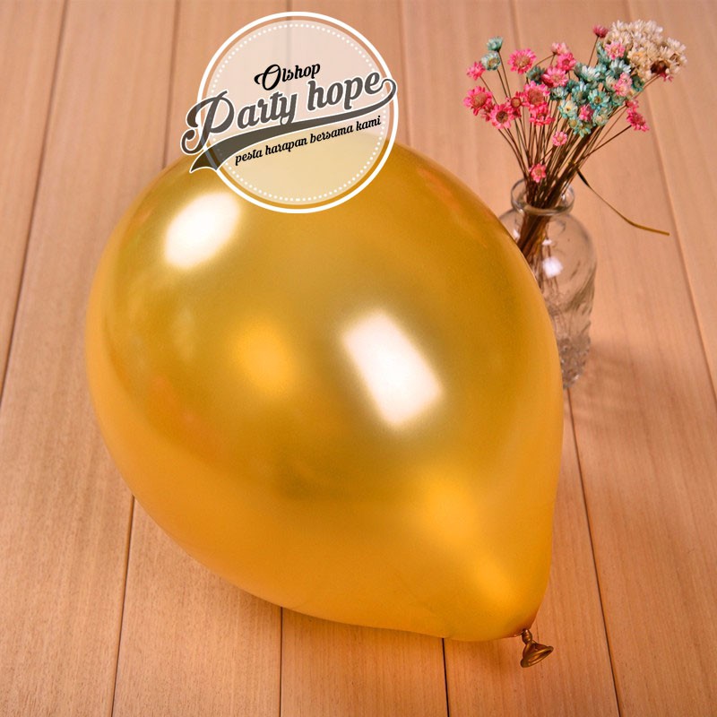 Jual balon metalik gold / balon warna gold / balon gold | Shopee Indonesia