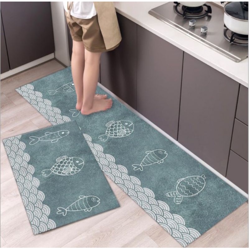 Jual KESET DAPUR 2 IN 1 ANTI SLIP/2 in 1 Kitchen Floor Mat Set / Keset ...