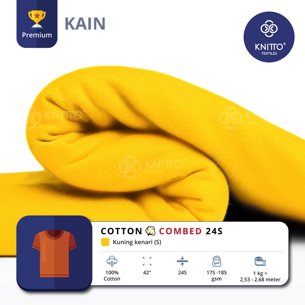 Jual KAIN KAOS COTTON COMBED 24S KUNING KENARI ( BAHAN KAOS ) - KNITTO ...