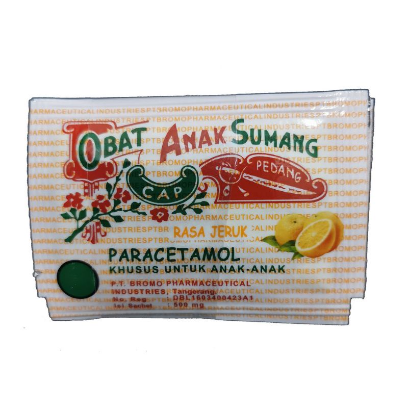 Jual Obat Anak Sumang Cap Pedang 500mg Sachet Rasa Jeruk PARACETAMOL ...